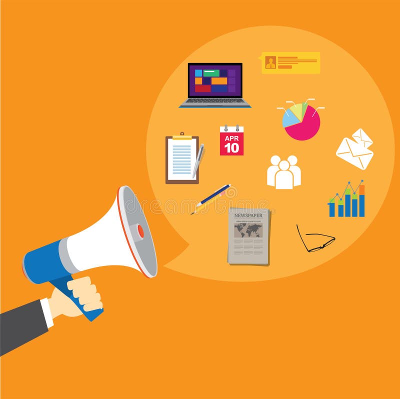 Color Hand Drawn Sketch of Public Relations Signs and Symbols. Stock ...