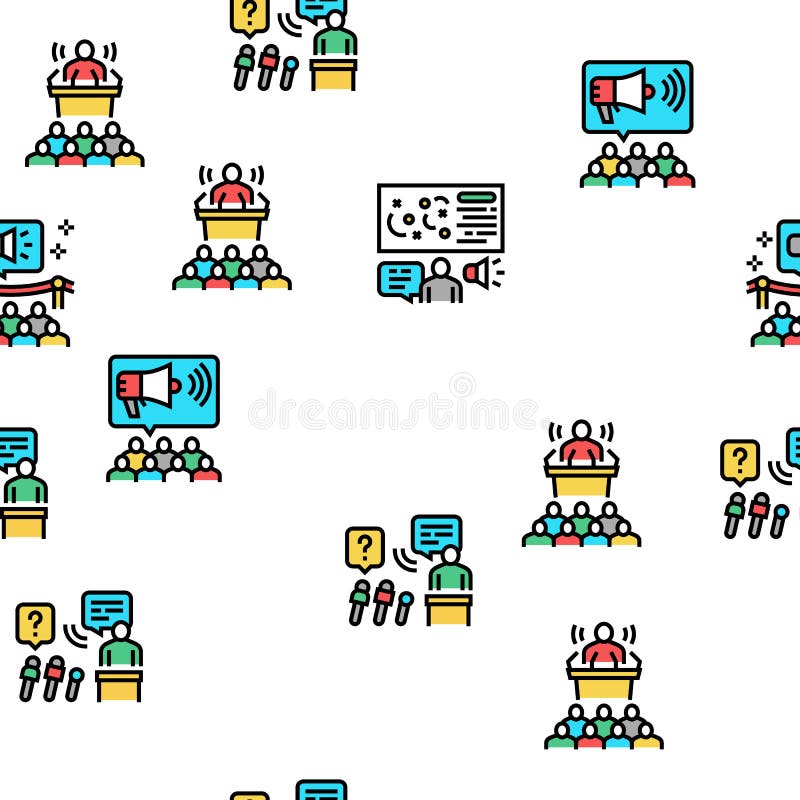 Pr Public Relations Vector Seamless Pattern Stock Vector - Illustration ...