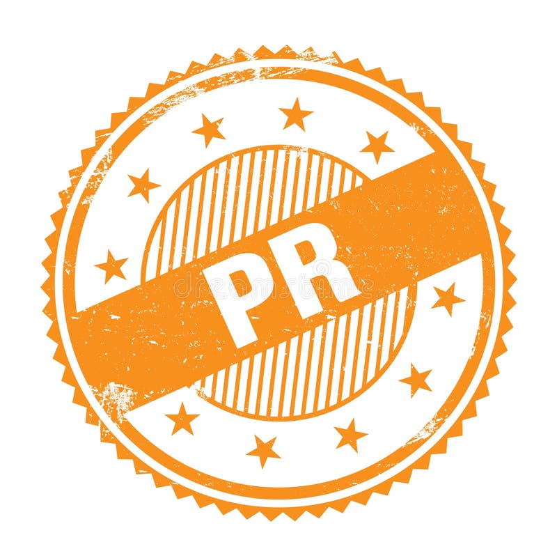 PR Text Written on Orange Grungy Round Stamp Stock Illustration ...