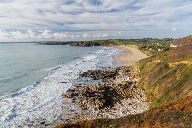 Praa Sands Beach Cornwall stock photo. Image of natural - 36594898