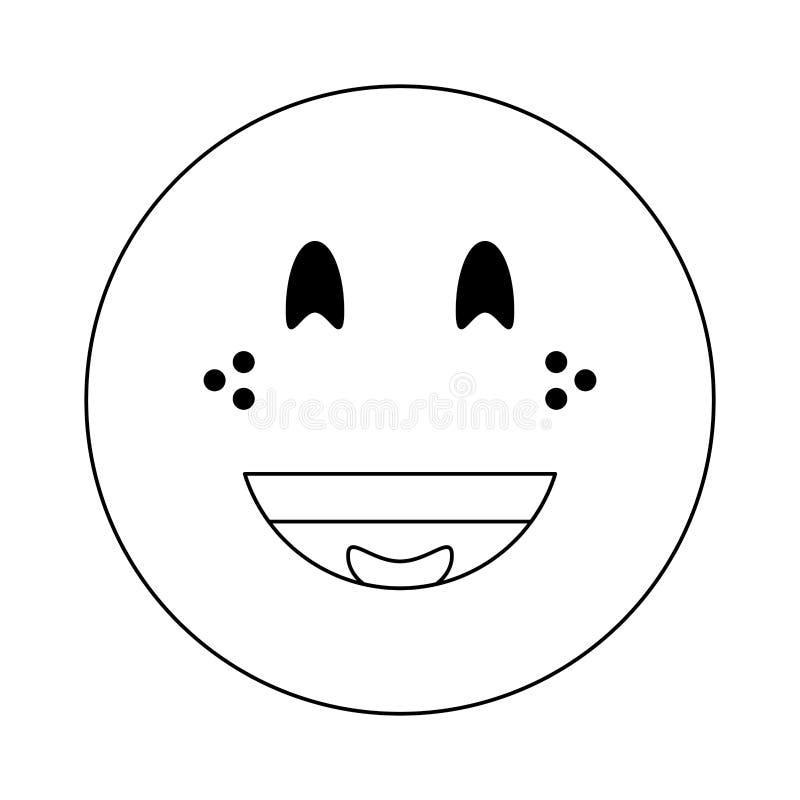 Praatjeemoji Emoticon in Zwart-wit Vector Illustratie - Illustration of ...