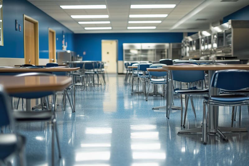 Practical Cafeteria Interior Featuring Durable and Easy To Clean ...