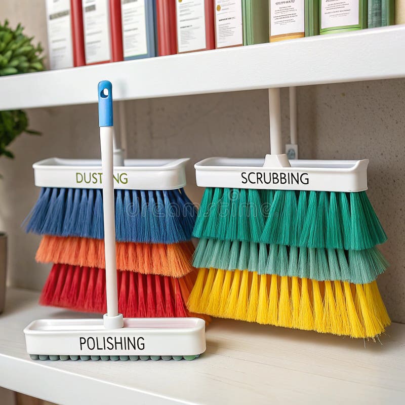 Color Coded Cleaning Brush Set Stock Illustration - Illustration of ...