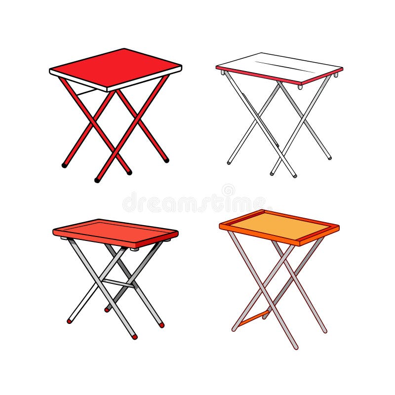 Set of Practical Folding Table for Flexible Use Stock Vector ...