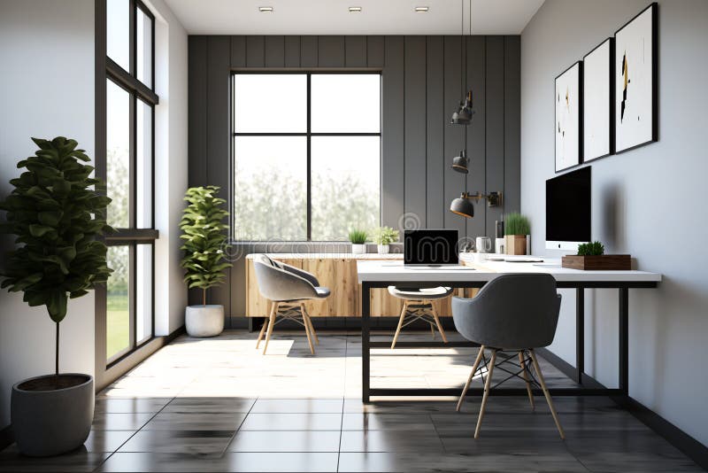 Practical Home Office: Built-in Desk, Ergonomic Chair, and Organized ...