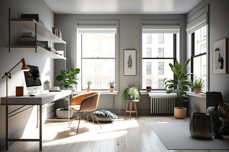 Practical Home Office: Built-in Desk, Ergonomic Chair, and Organized ...