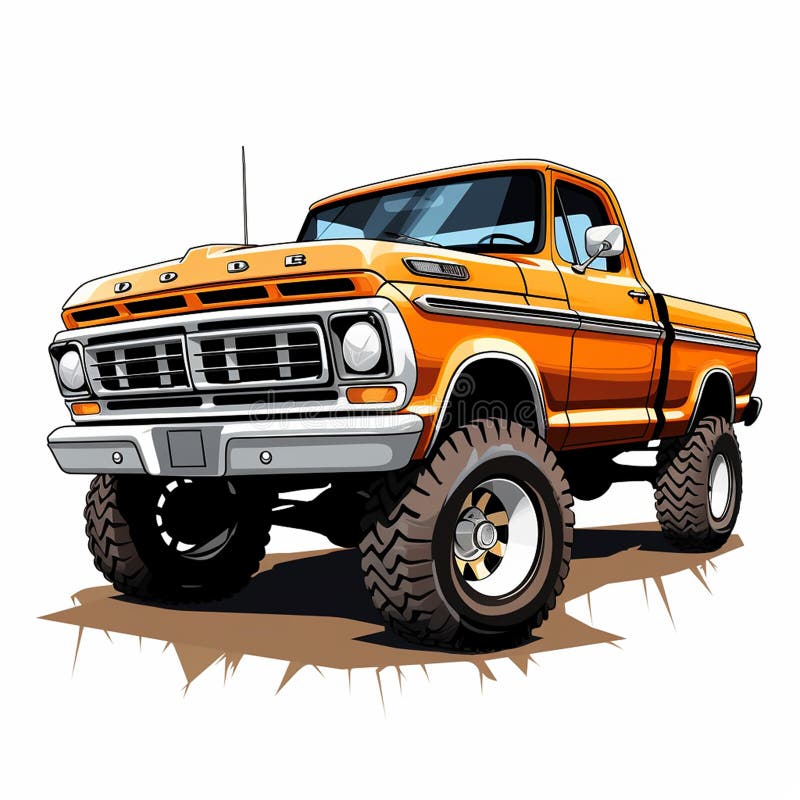 Practical Pickup Truck in Simple White Stock Illustration ...