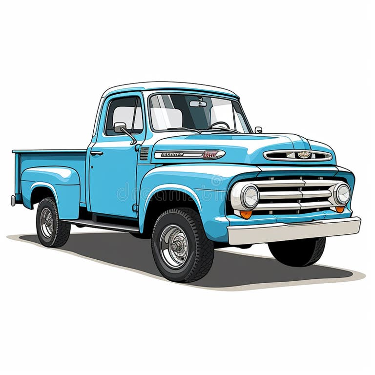 Practical Pickup Truck in Simple White Stock Illustration - Illustration of traffic, race: 296622537
