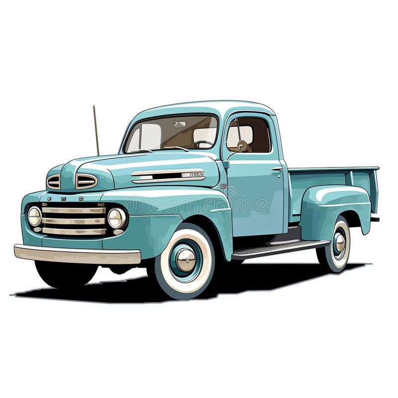 Practical Pickup Truck in Simple White Stock Illustration ...