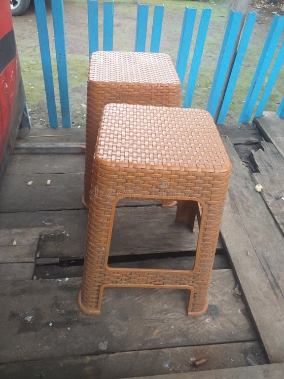 Practical Plastic Stools Used by Roadside Food Stalls Stock Image ...