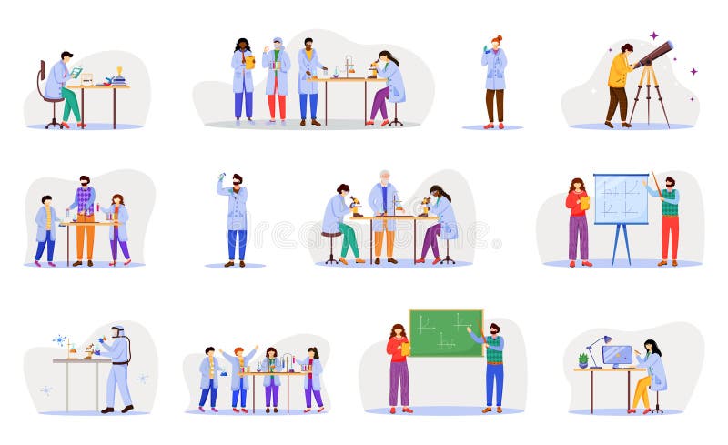 Practical Science Flat Vector Illustration Set Stock Vector ...