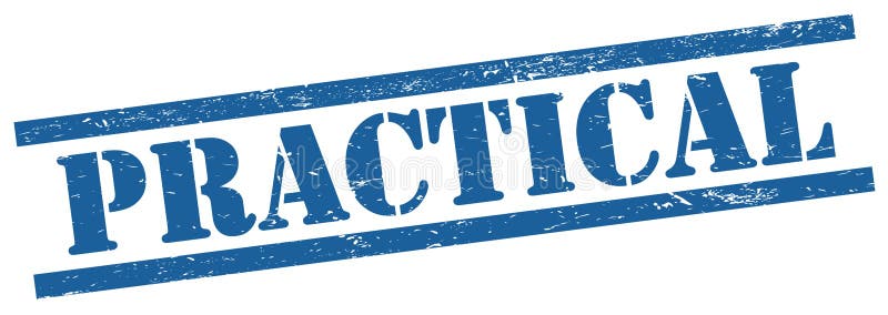 PRACTICAL Text on Blue Grungy Rectangle Stamp Stock Illustration ...