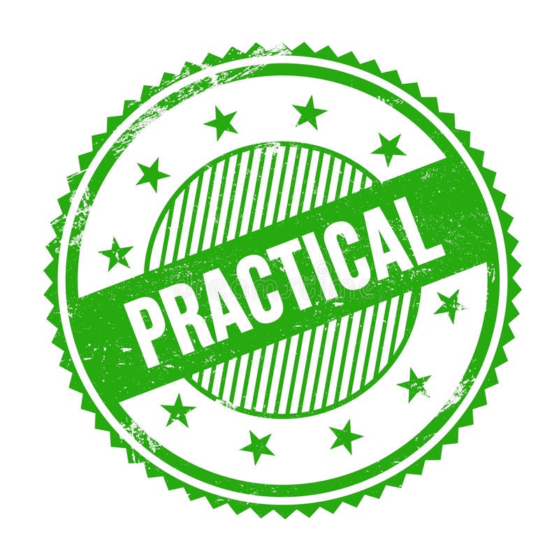 PRACTICAL Text Written on Red Grungy Round Stamp Stock Illustration ...