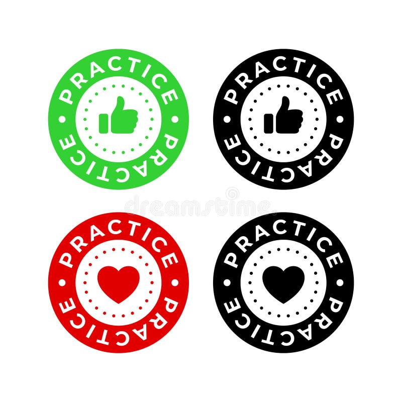 Practically Badge with Like. Practice Stamp Stock Illustration ...