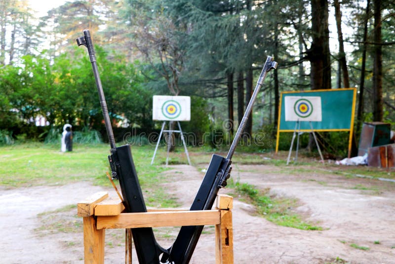 Practice Area for the Arrow Firing Outdoors Equipped with Targets Stock ...