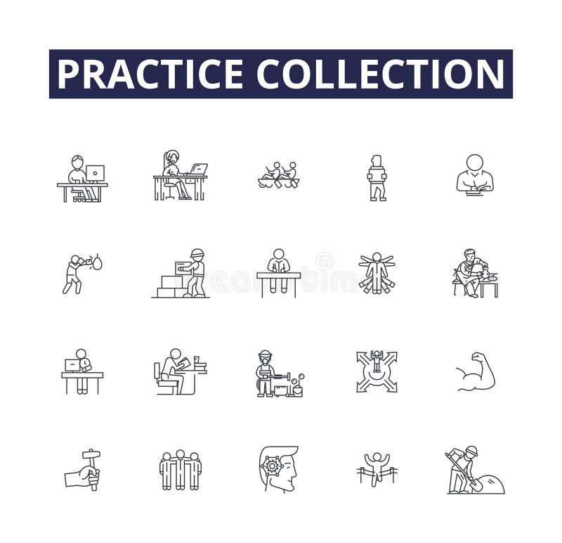 Practice Collection Line Vector Icons and Signs. Exercise, Drill ... Practice Collection Line Vector Icons and Signs. Exercise, Drill ...