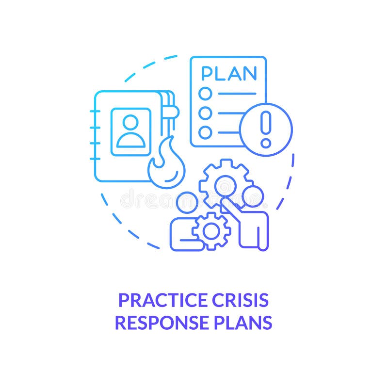 Practice Crisis Response Plans Blue Gradient Concept Icon Stock Vector ...