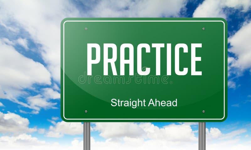 Practice on Green Highway Signpost. Stock Photo - Image of skill ...