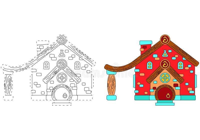 Magic House with a Veranda. Coloring Book for Children. Stock Vector ...