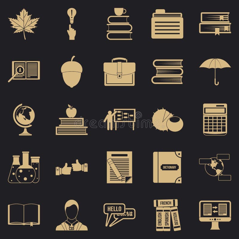 Practice Icons Set, Simple Style Stock Vector - Illustration of ...