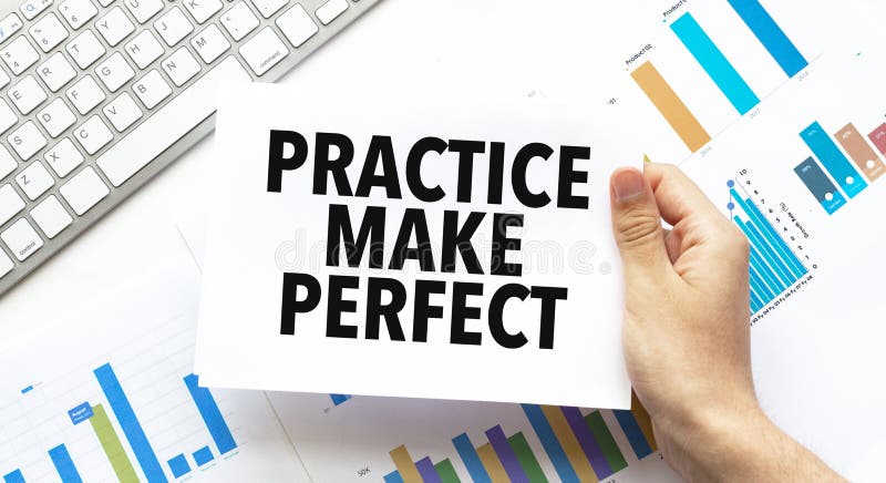 Practice Make Perfect Words on Paper with Charts and Keyboard Stock ...