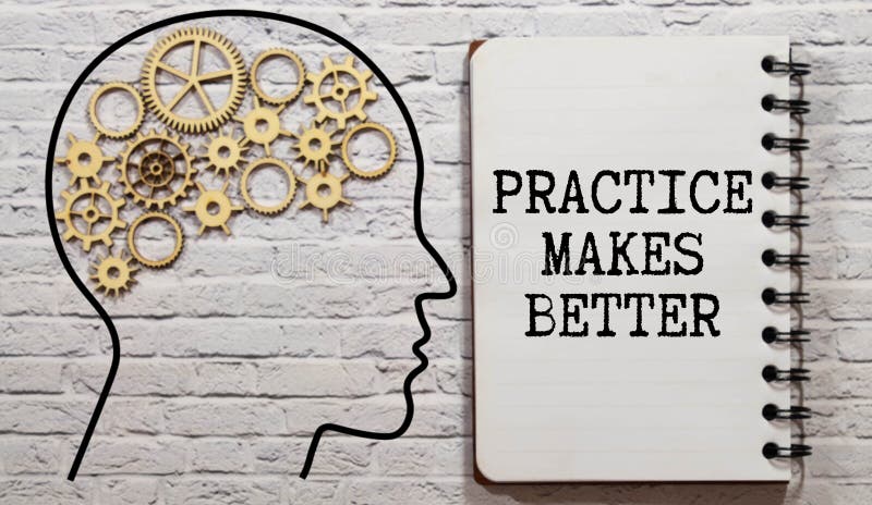 Practice Makes Better Text Written on a Notebook with Pencils Stock ...
