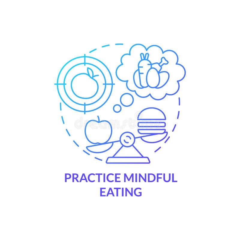 Practice Mindful Eating Blue Gradient Concept Icon Stock Vector ...