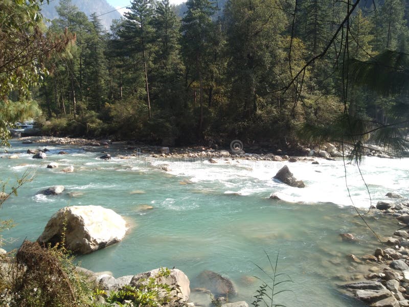Practice River Side View Running Water in Mountains Stock Image - Image ...