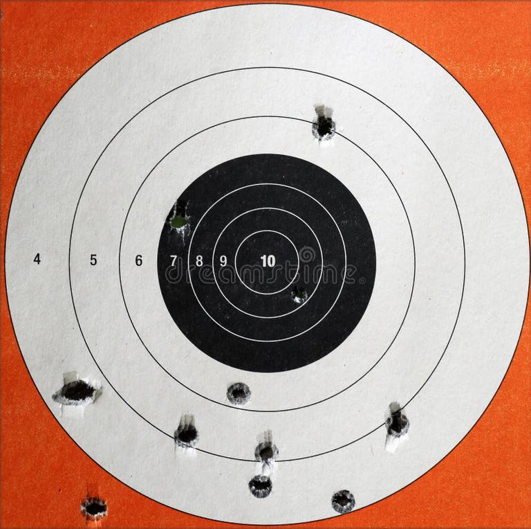 Practice Target with Bullet Holes Stock Photo - Image of central, goal ...