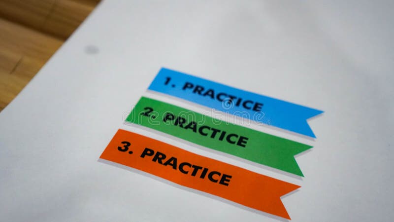 Practice. Practice Text on White Paper Stock Image - Image of case ...