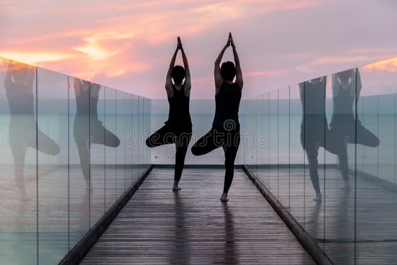 Practice Yoga at the Hotel in Early Morning Stock Photo - Image of ...