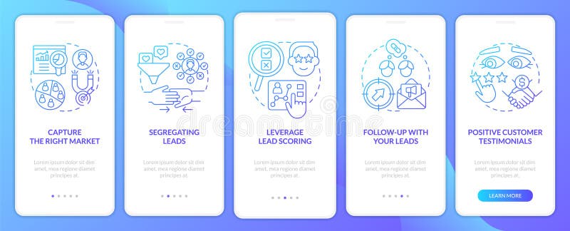 Practices of Lead Conversion Blue Gradient Onboarding Mobile App Screen ...