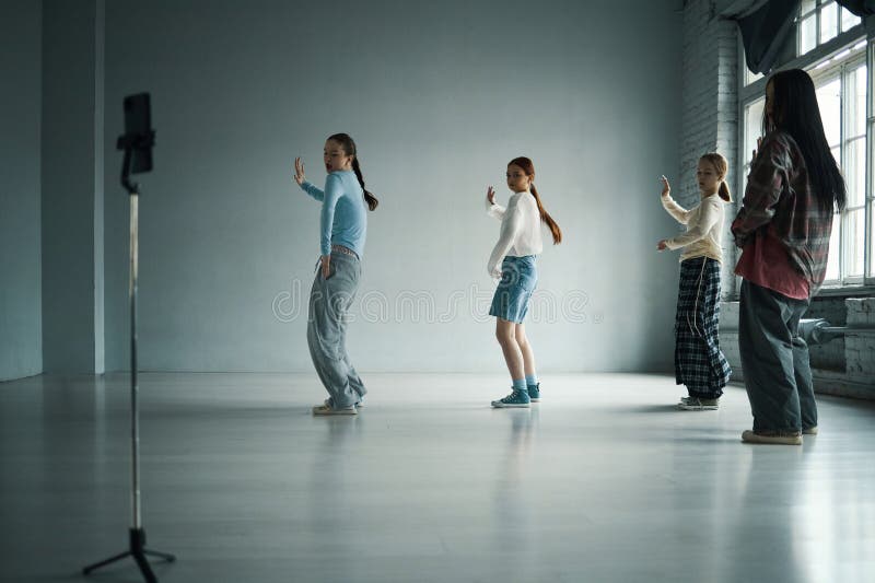 Practicing Dance Choreography in Studio with Natural Light Stock Image ...