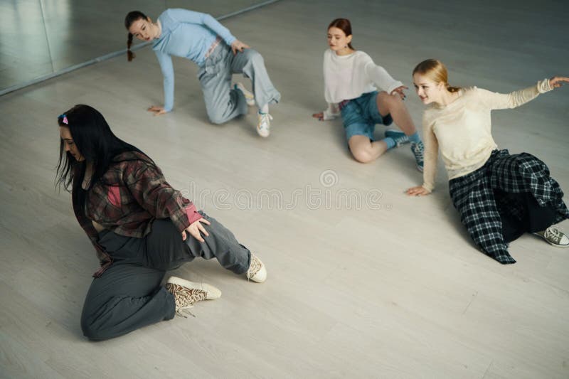 Practicing Dance Moves in Modern Dance Studio Stock Image - Image of ...