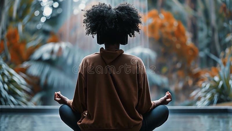 Practicing Mindfulness and Meditation in Serene Greenery by a Calming ...