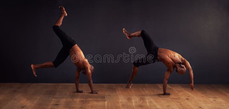 Practicing Self Expression. Two Male Contemporary Dancers Performing a ...
