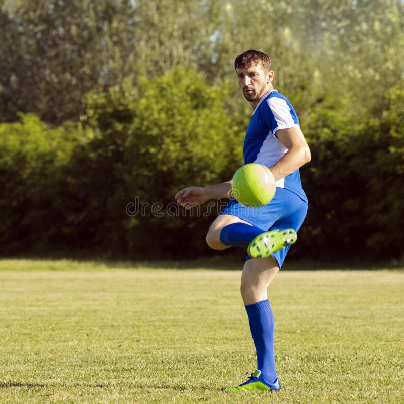 Practicing soccer player stock image. Image of player - 104281489