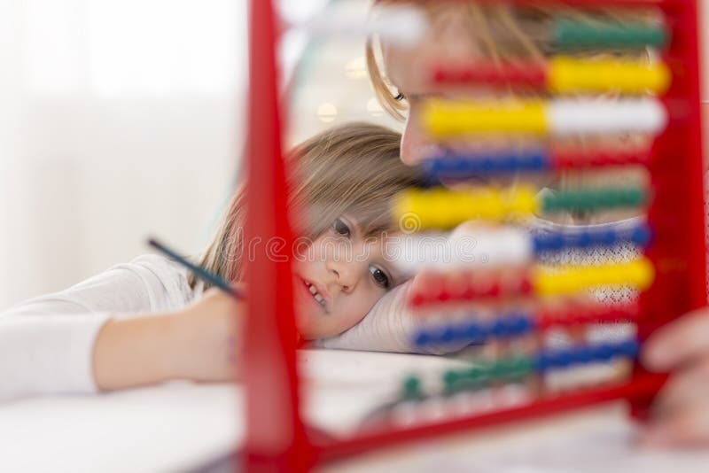 Practising Math with Abacus Stock Photo - Image of nursery, home: 112697182