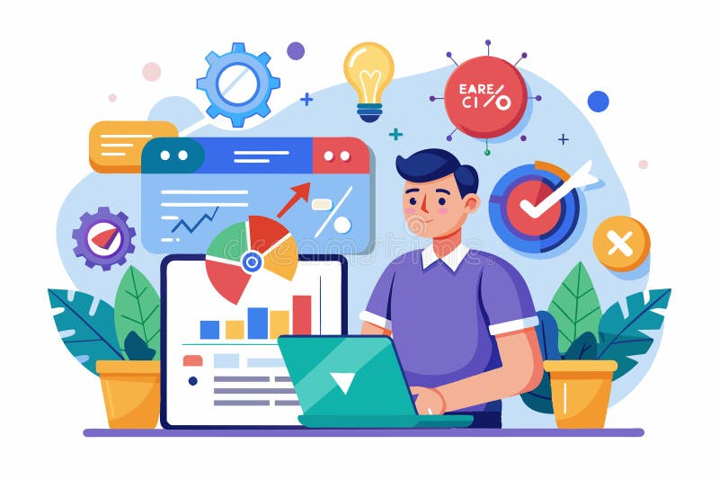 A Practitioner Analyzes Data on a Laptop, Utilizing Charts and Visual ...