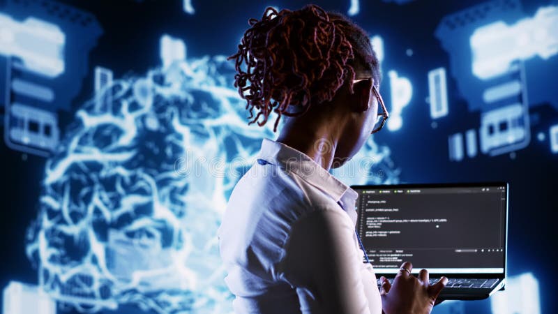 Inspector Overseeing AI Simulation Stock Footage - Video of digital, scientific: 291446894