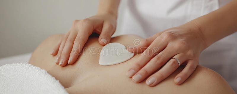 Practitioner Using Traditional Gua Sha Tool, Treatment Therapy ...