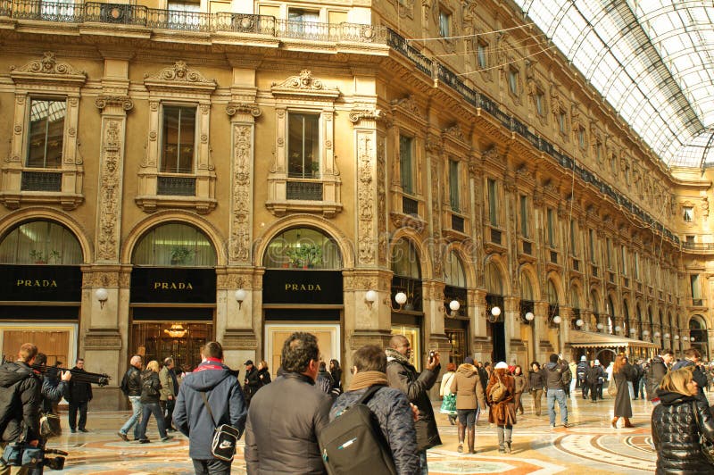 Prada Shop in Piazza Del Duomo Gallery Shop Editorial Stock Image ...