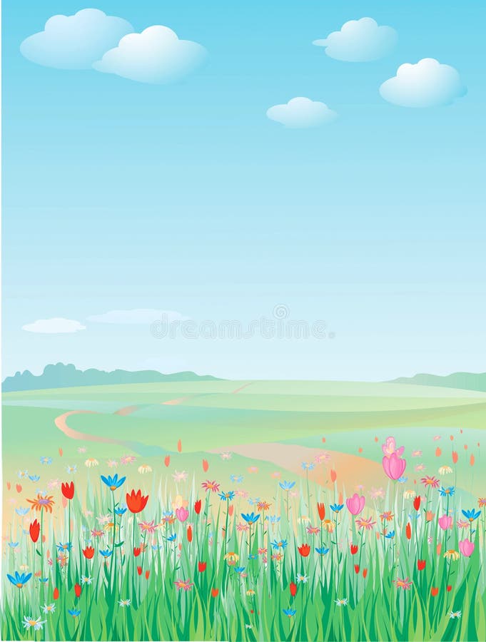 Prado del resorte, vector. ilustración del vector. Ilustración de hoja ...