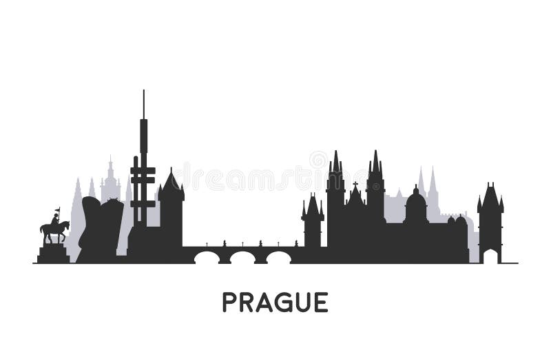 Silhouette Dello Skyline Di Praga Illustrazione Vettoriale ...