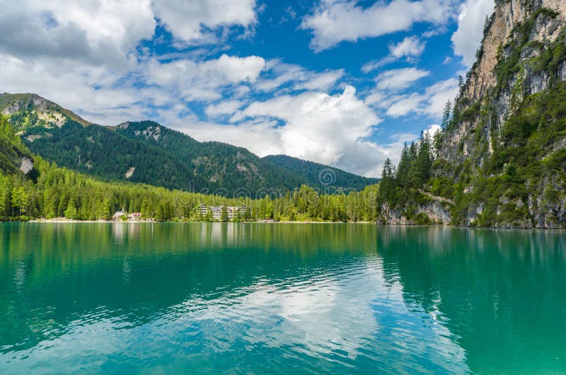 Pragser Wildsee (Lago Di Braies) Stock Photo - Image of season ...