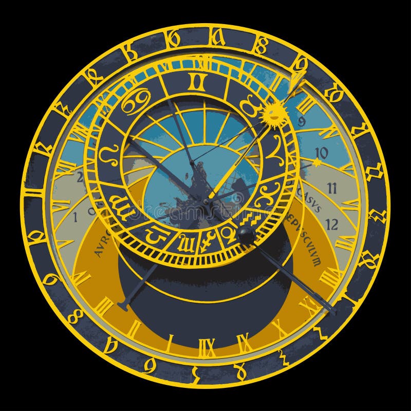 Astronomical Clock - Vector Stock Vector - Illustration of dial, time: 23128253