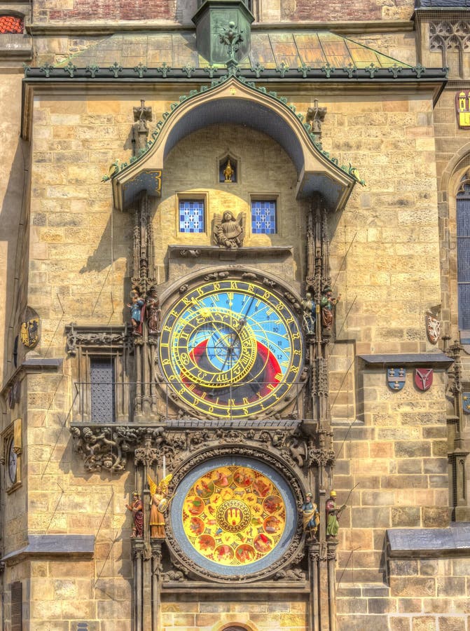 Prague Astronomical Clock on City Hall Tower, Czech Republic Stock ...