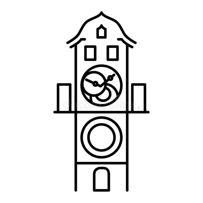 Prague Astronomical Clock Isolated Icon Simple Black Outline Stock ...