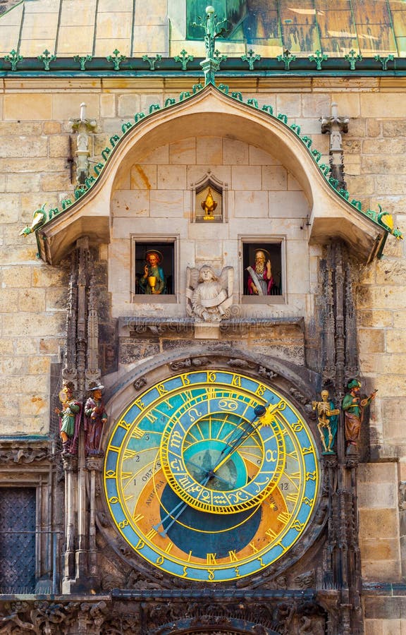 Prague Astronomical Clock in Old Town Square. Details of the Facade ...