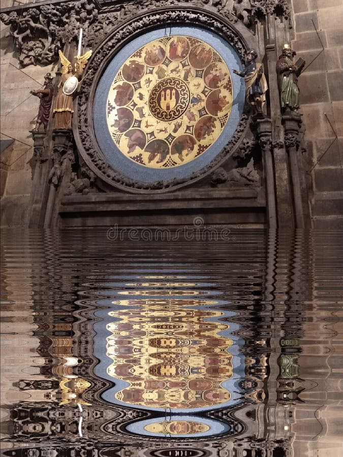 Prague Astronomical Clock in Reflex Editorial Photo - Image of ...